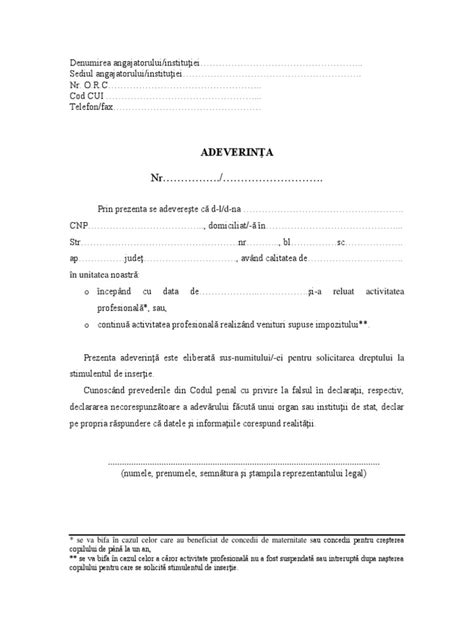 Adeverinta Angajator Reluare Activitate Pdf