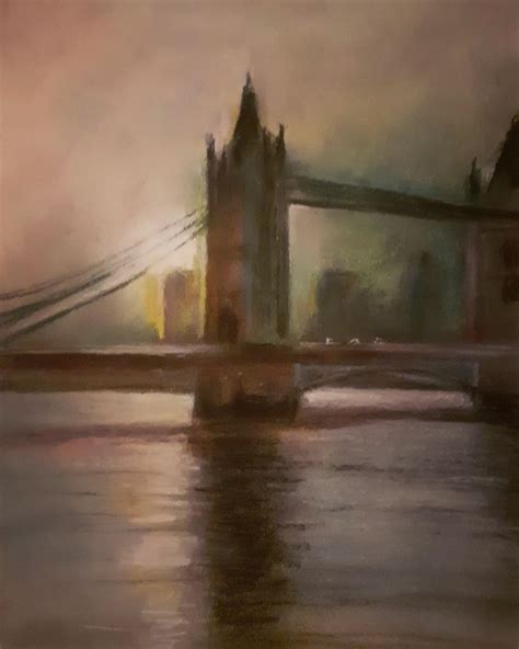 Tower Bridge Original Wet Charcoal And Pastel Art By Me Rengland