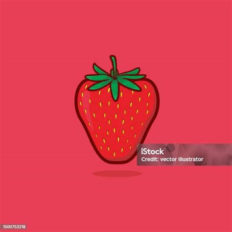 Ilustrasi Vektor Stroberi Konsep Desain Datar Sederhana Cocok Sebagai
