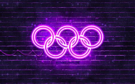 Télécharger fonds d écran Violet Anneaux Olympiques 4k violet
