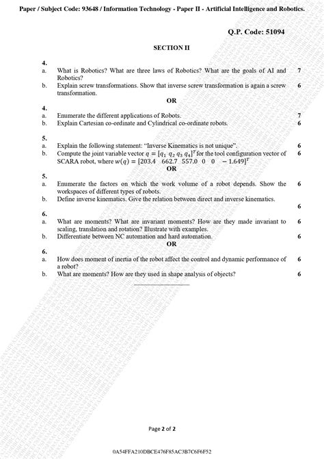 University Of Mumbai Msc It Part Ii Paper Ii Artificial