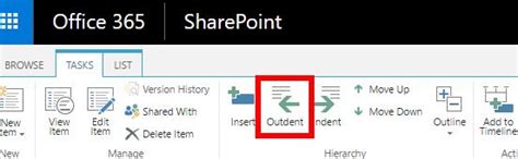 How Do I Promote A Subtask To The Primary Task Level In Sharepoint