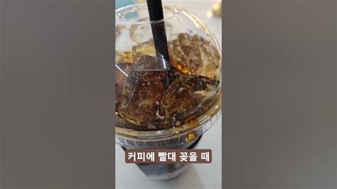 커피에 빨대 꽂을 때 반복 쇼츠 일상 힐링 궁금 고라니 커피 얼음 빨대 Youtube