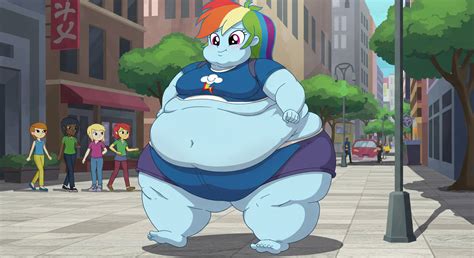 Obese Giant Rainbow Dash Walking Down The City 8 By Molly Dolly Holly