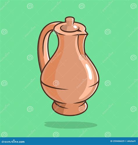Brown Ceramic Clay Jug For Water Stock Vector Illustration Of