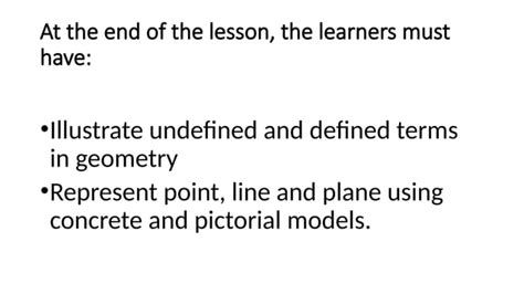 Mathematics 7 Geometry Defined And Undefined Termspptx