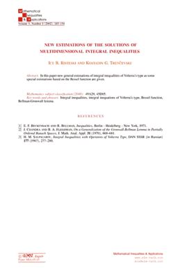 Ele Math Mathematical Inequalities Applications New Estimations Of The Solutions Of