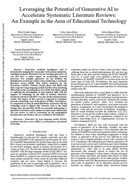 Leveraging The Potential Of Generative Ai To Accelerate Systematic Literature Reviews An Example