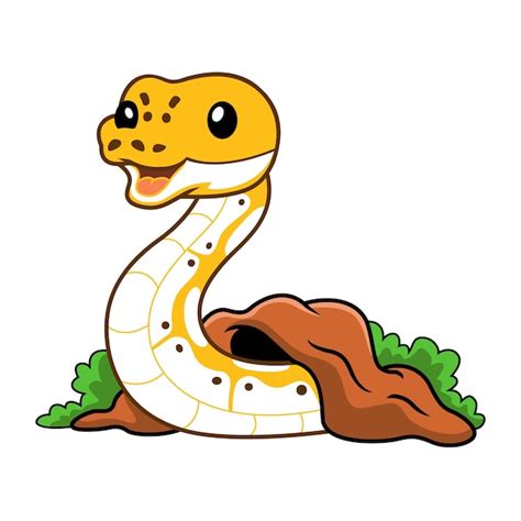 Dessin Animé Mignon Python Boule Ivoire Pastel Hors Du Trou Vecteur