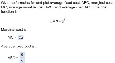 Solved Give The Formulas For And Plot Average Fixed Cost Chegg Com