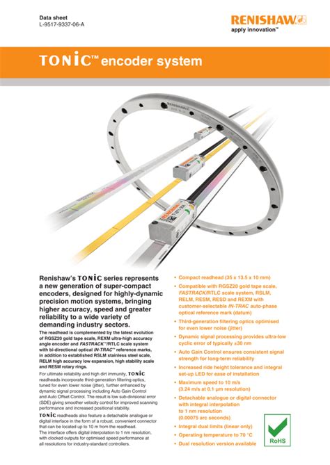 Data Sheet Tonic™ Encoder System