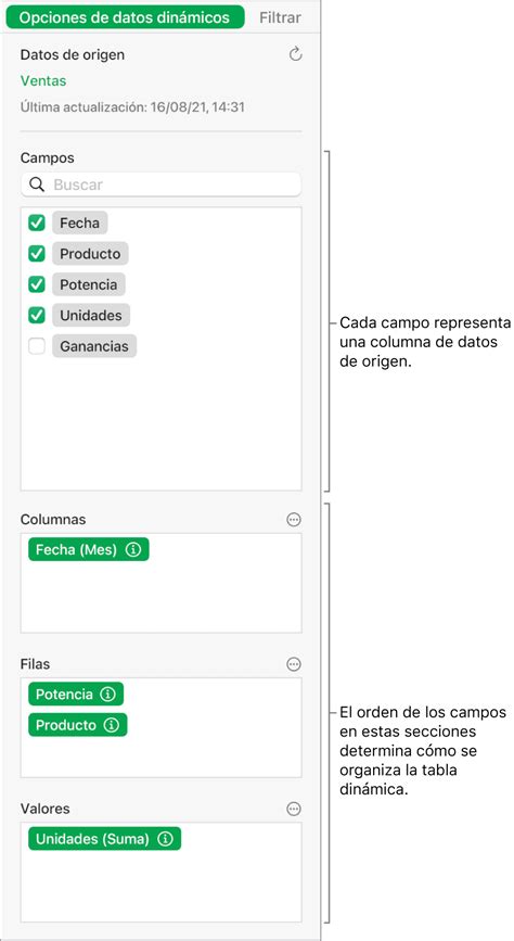Cambiar Cómo Se Clasifican Agrupan Y Más Los Datos En Una Tabla Dinámica En Numbers En La Mac