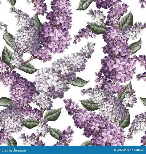 Seamless Pattern With Lilacs Vector Stock Vector Illustration Of