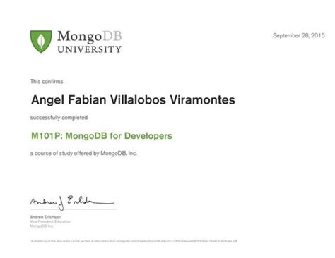 Mongodb University M101p Certificate Ppt