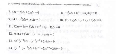 Solved 7 14 Identify And Solve The Following Differential