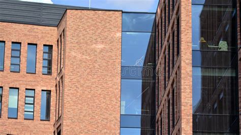 Modern Brick And Glass Facade Of The Office Building Stock Image