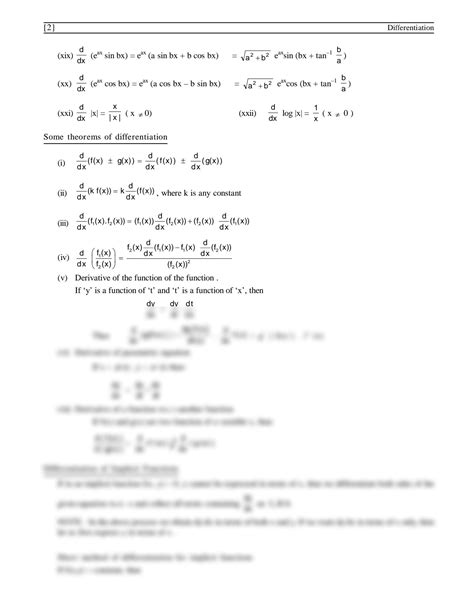 SOLUTION: Differentiation formula - Studypool
