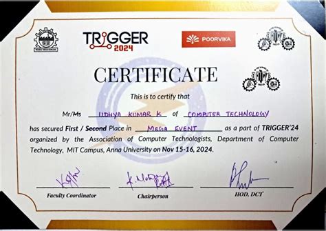 Coding Trigger24 Act Firstplace Achievement Mit Annauniversity Udhya Kumar K
