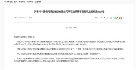 【券商合规】银河证券：一季度收3张罚单，近期因场外期权等业务违规被罚腾讯新闻