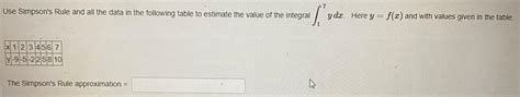 solved use simpson s rule and all the data in the following