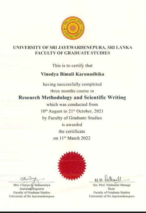 Successfully Completed The Certificate Course In Research Methodology