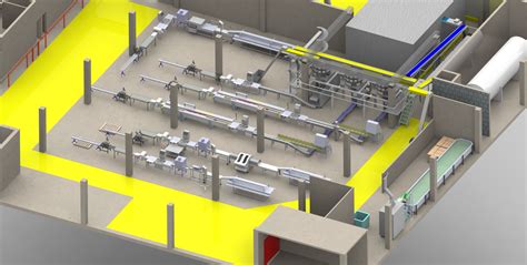 带有定制输送系统的虾线冷冻海鲜生产厂 SOLIDWORKS 模型图纸下载 懒石网