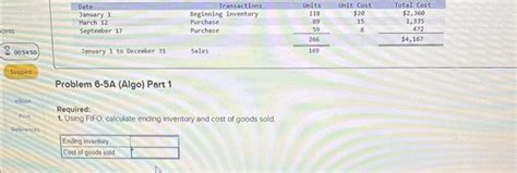 Solved Required Using FIFO Calculate Ending Inventory Chegg