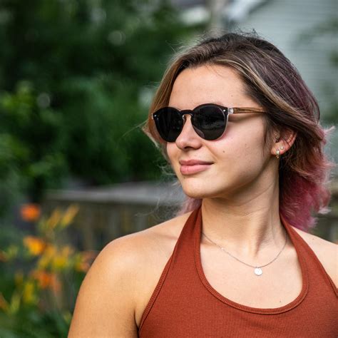 Round Zebra Wood Sunglasses Dark Grey Polarized Lens Gw