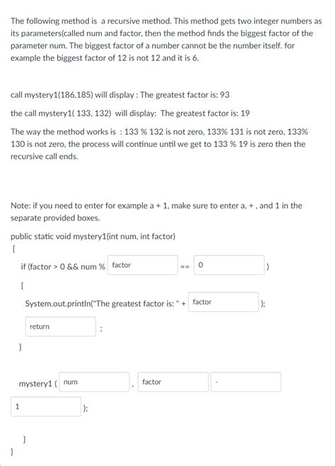 Solved The Following Method Is A Recursive Method This Chegg Com