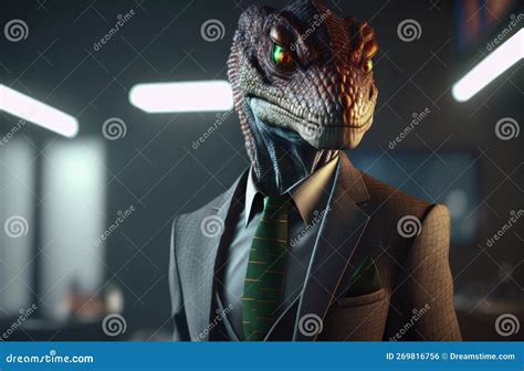 Reptiloid Portrait Conspiracy Secret Government Concept Created With