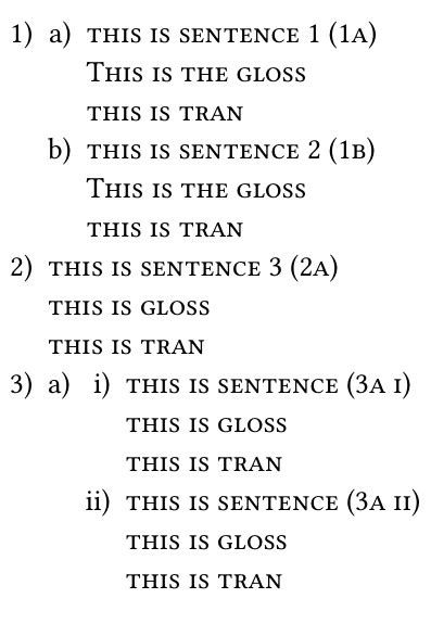 How To Format Linguistic Example Lists Questions Typst Forum