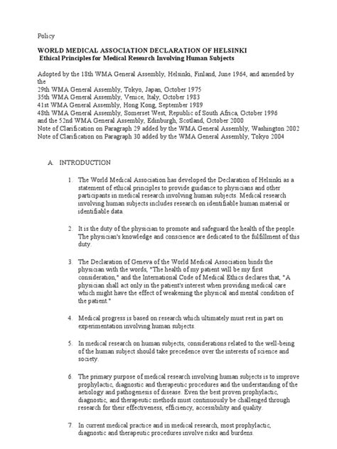 World Medical Association Declaration Of Helsinki Pdf Informed Consent Consent