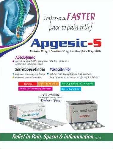 Apgesic S Franchise Aceclofenac Paracetamol And Serratiopeptidase Tablets