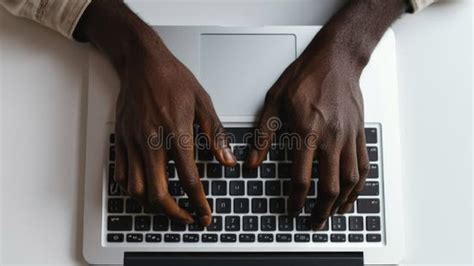 Close Up Of A Person S Hands Typing On The Keyboard Of A Modern Laptop Ai Generated Stock Image