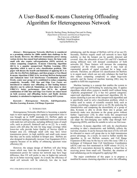 Pdf A User Based K Means Clustering Offloading Algorithm For