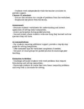 PR LP Solving Single Variable Linear Inequalities TPT