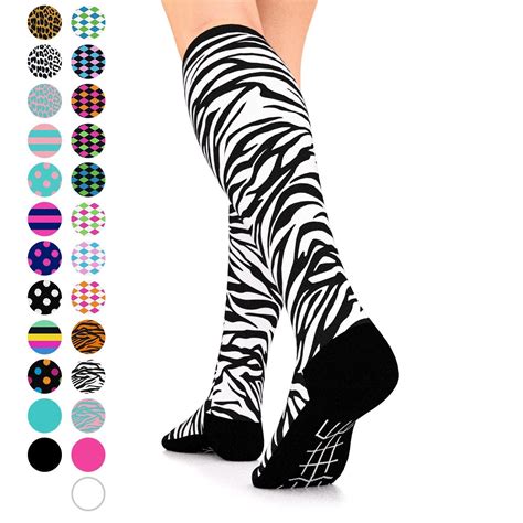 Compression Socks Unisex Medium Compression Black With White Zebra Go2 Socks Co