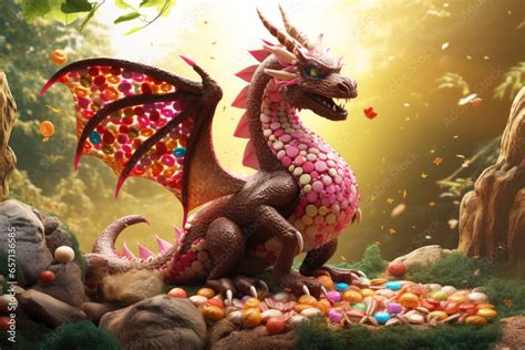 Candy Land Dragon Made Out Of Chocolate And Candy Sweet And Magical World With Candy And