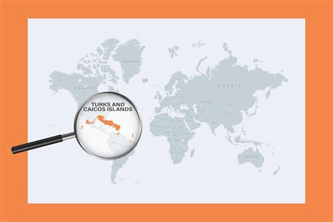 mapa de las islas turcas y caicos en el mapa político mundial con lupa