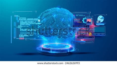 Artificial Intelligence Brain Data Visualization Interface Stock Vector