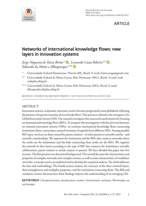 PDF Networks Of International Knowledge Flows New Layers In Innovation Systems
