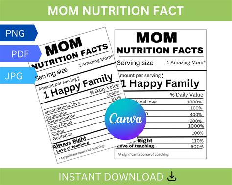 Mom Nutrition Facts Nutrition Facts Svg Mom Nutritional Facts Svg