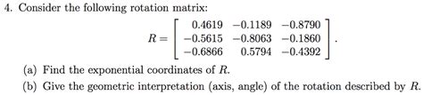 Solved Consider The Following Rotation Matrix Chegg