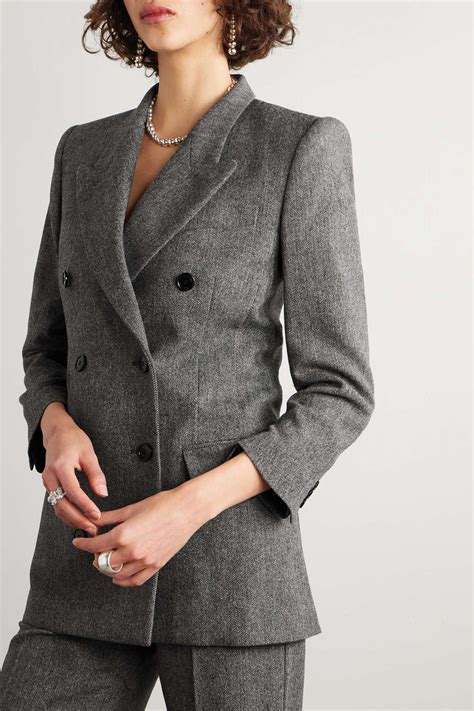 Isabel Marant Robine Double Breasted Herringbone Wool Blend Blazer