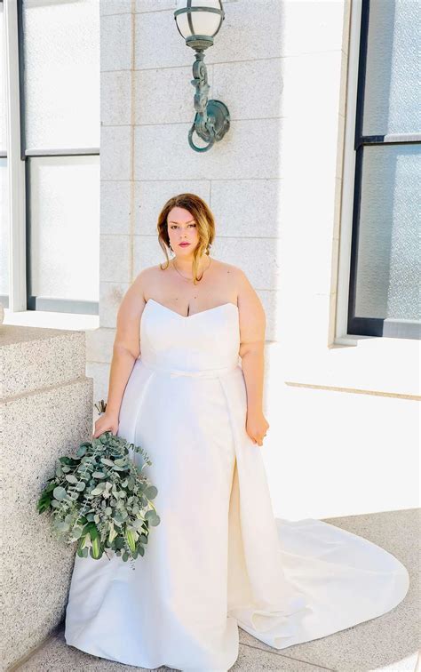 Plus Size Simple Silk A Line Wedding Dress True Society Bridal