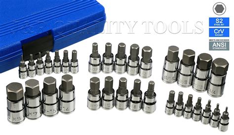 JR Quality Tools Hex Allen Bit Socket Set SAE And Metric S2 Steel 32 Piece EBay