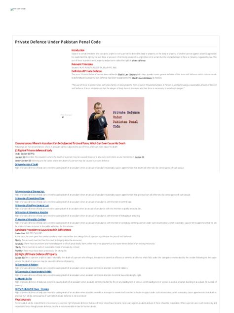 Private Defence Under Pakistan Penal Code The Law Study Pdf