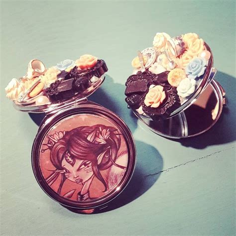 Making Pocket Mirrors 🌹 This One If Featuring My Drawllween Yokai
