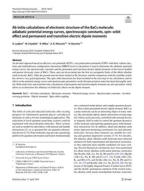 Pdf Ab Initio Calculations Of Electronic Structure Of The Bacs