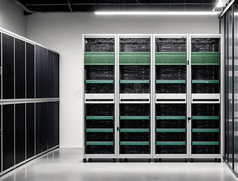 A Large Modern Data Center With Rows Of Servers And Storage Racks